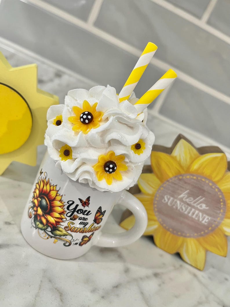Faux Sunshine Sunflower Mug Drink, Tiered Tray Decor, You Are My ...