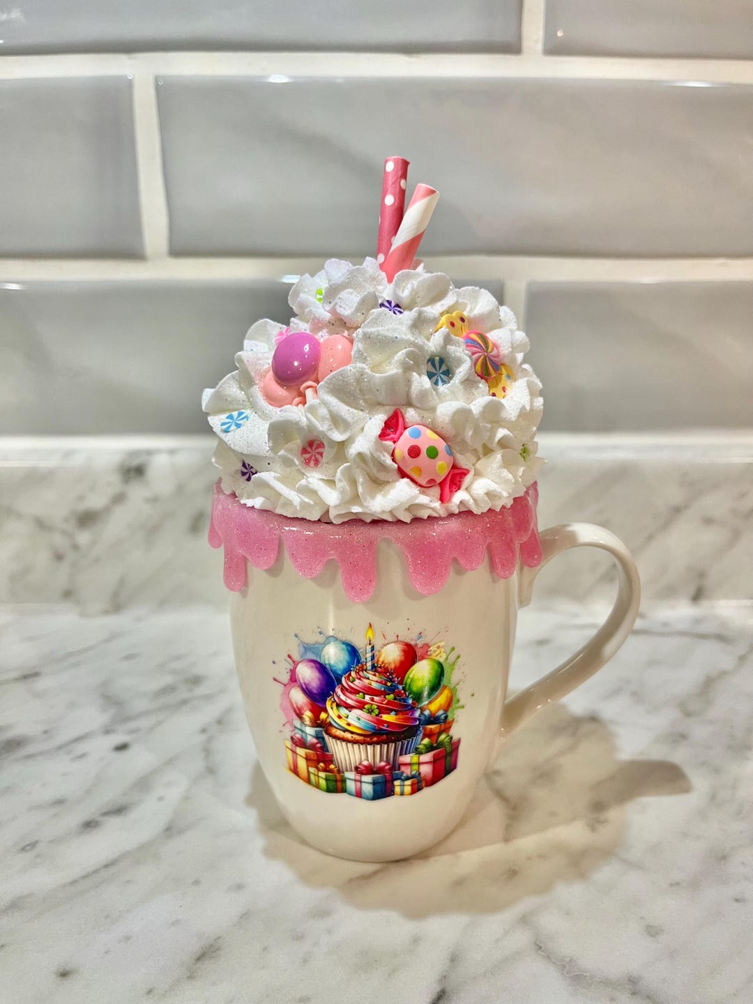 Faux Birthday Mug Drink, Tiered Tray Decor, Birthday Decorations, Props ...