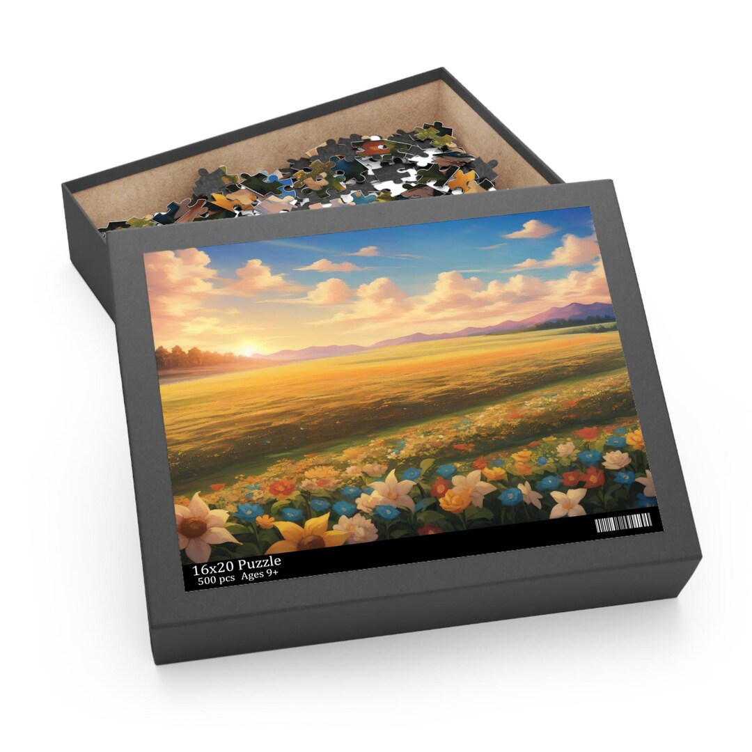 Golden Flower Field at Sunset Jigsaw Puzzle (120, 252, 500-piece) - Etsy