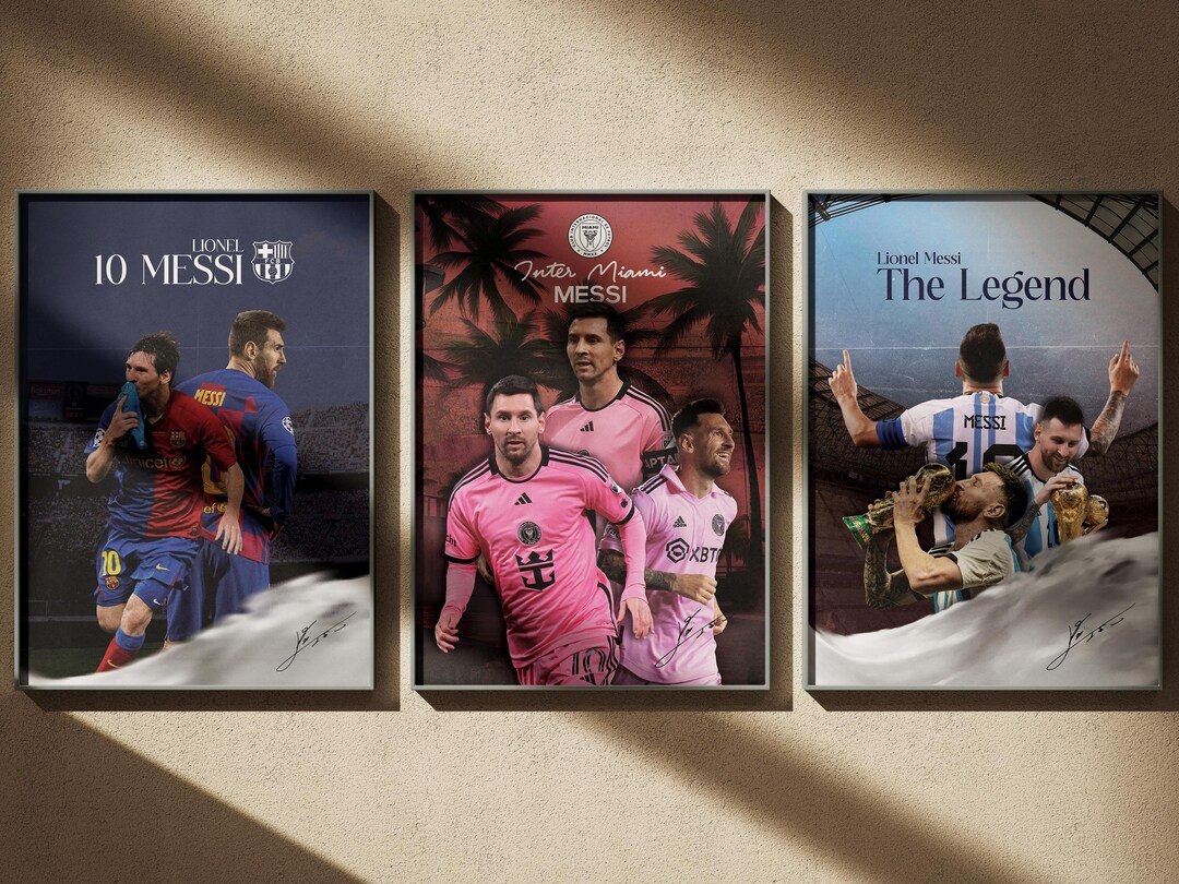 Lionel Messi Triple Set Poster Messi Poster Football Poster Football ...