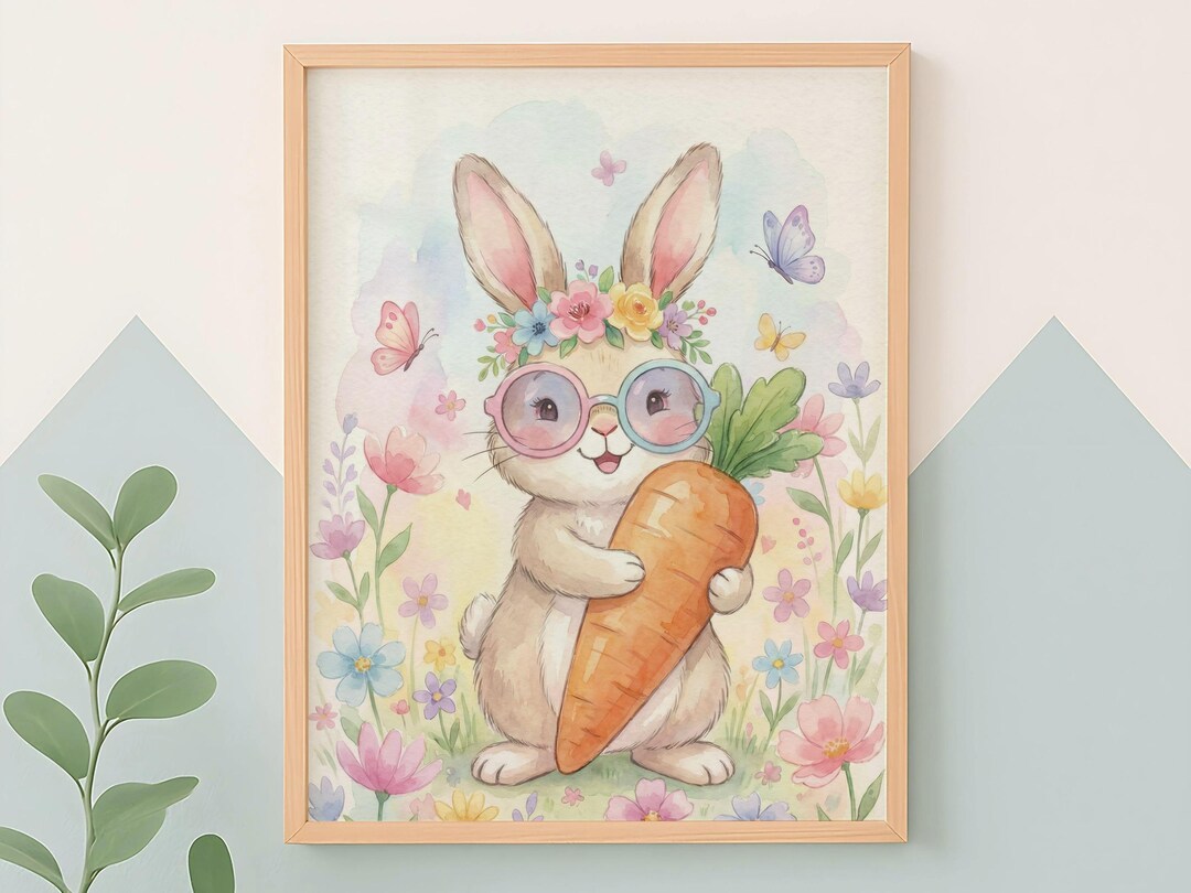 Easter Bunny Printable Poster | Spring Nursery Wall Art (digital ...
