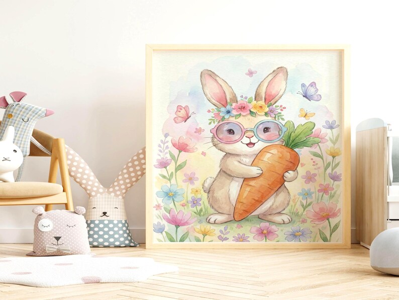 Easter Bunny Printable Poster | Spring Nursery Wall Art (digital ...