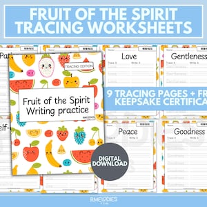 Fruit of the Spirit Tracing Worksheets: Christian Handwriting Practice ...