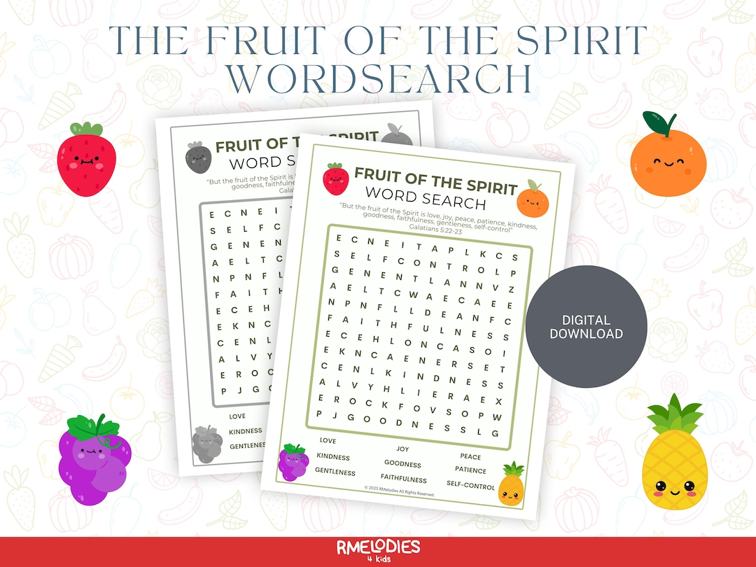 Fruit of the Spirit Word Search Puzzle: Christian Bible Activity (PDF ...