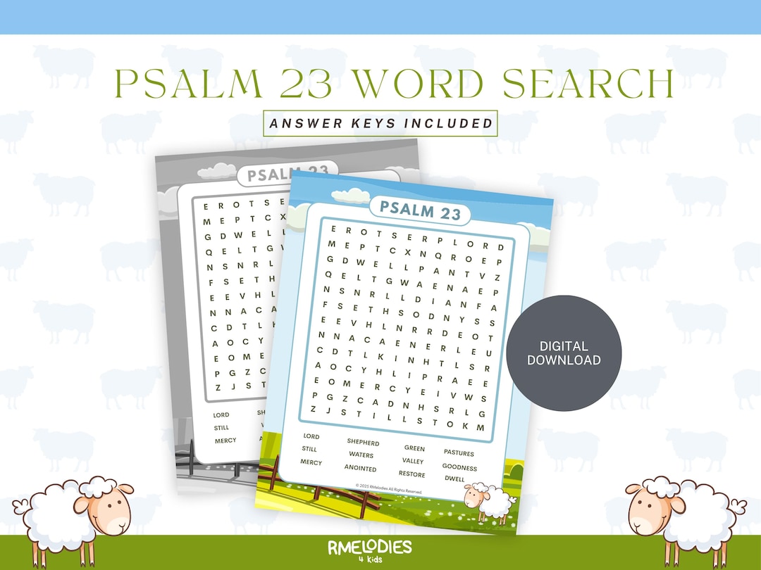 Psalm 23 Word Search Puzzle: Kids & Adults Scripture Activity (PDF ...