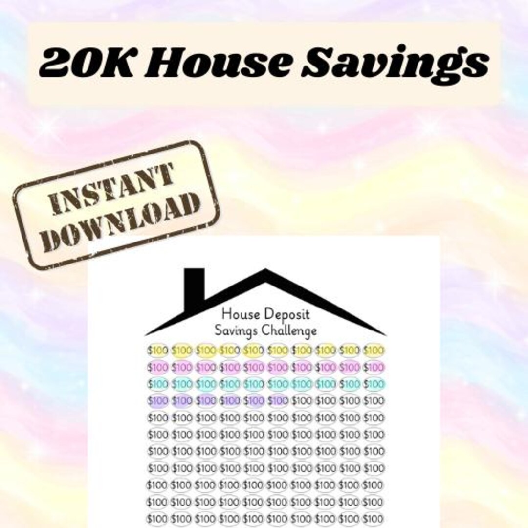 20k House Savings Tracker, Printable, Savings Goal, New House Deposit ...