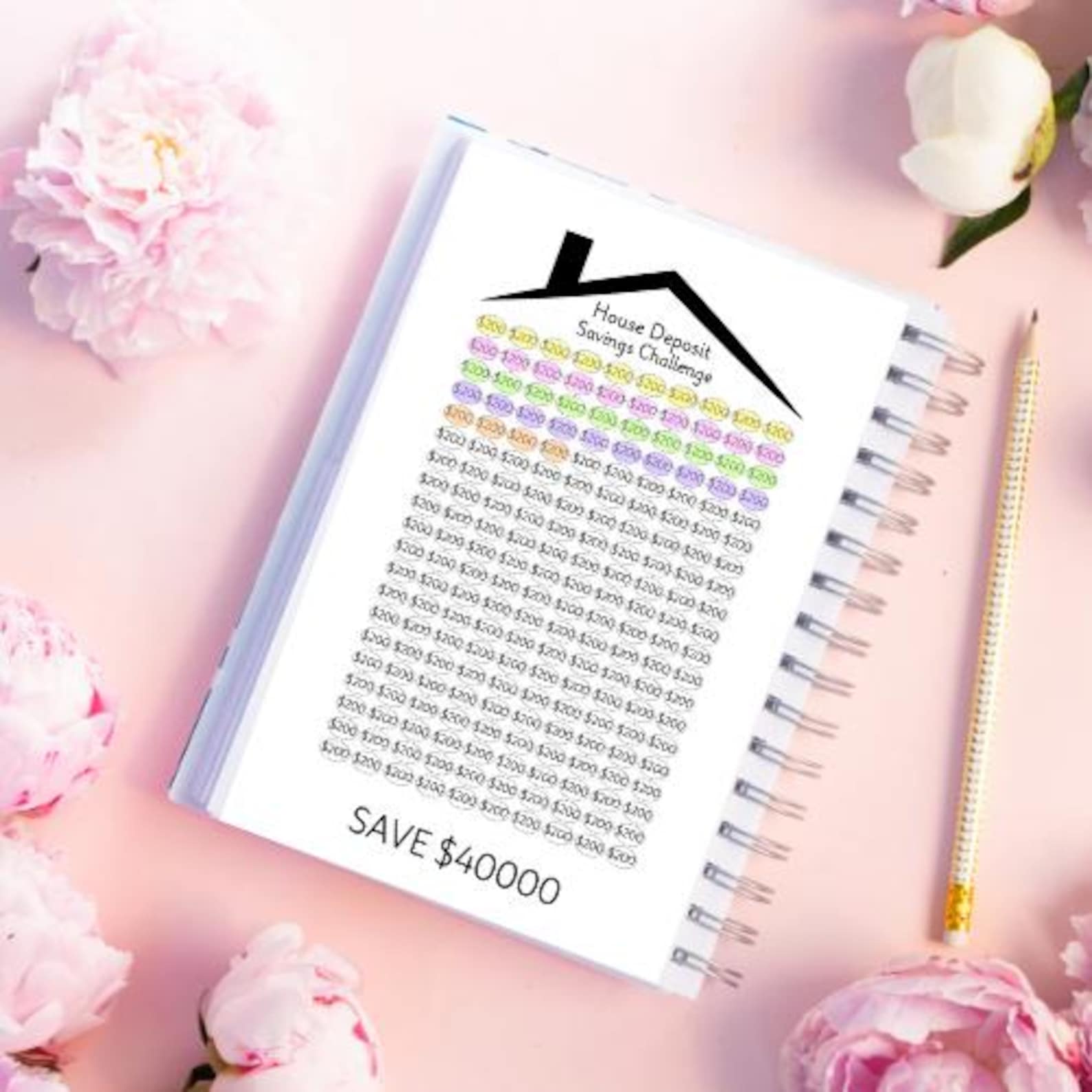 40k House Savings Tracker, Printable, Savings Goal, New House Deposit ...