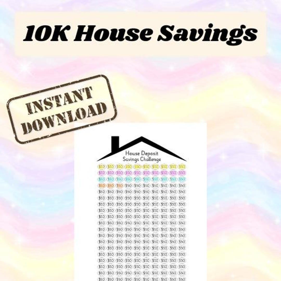 10k House Savings Tracker, Printable, Savings Goal, New House Deposit ...