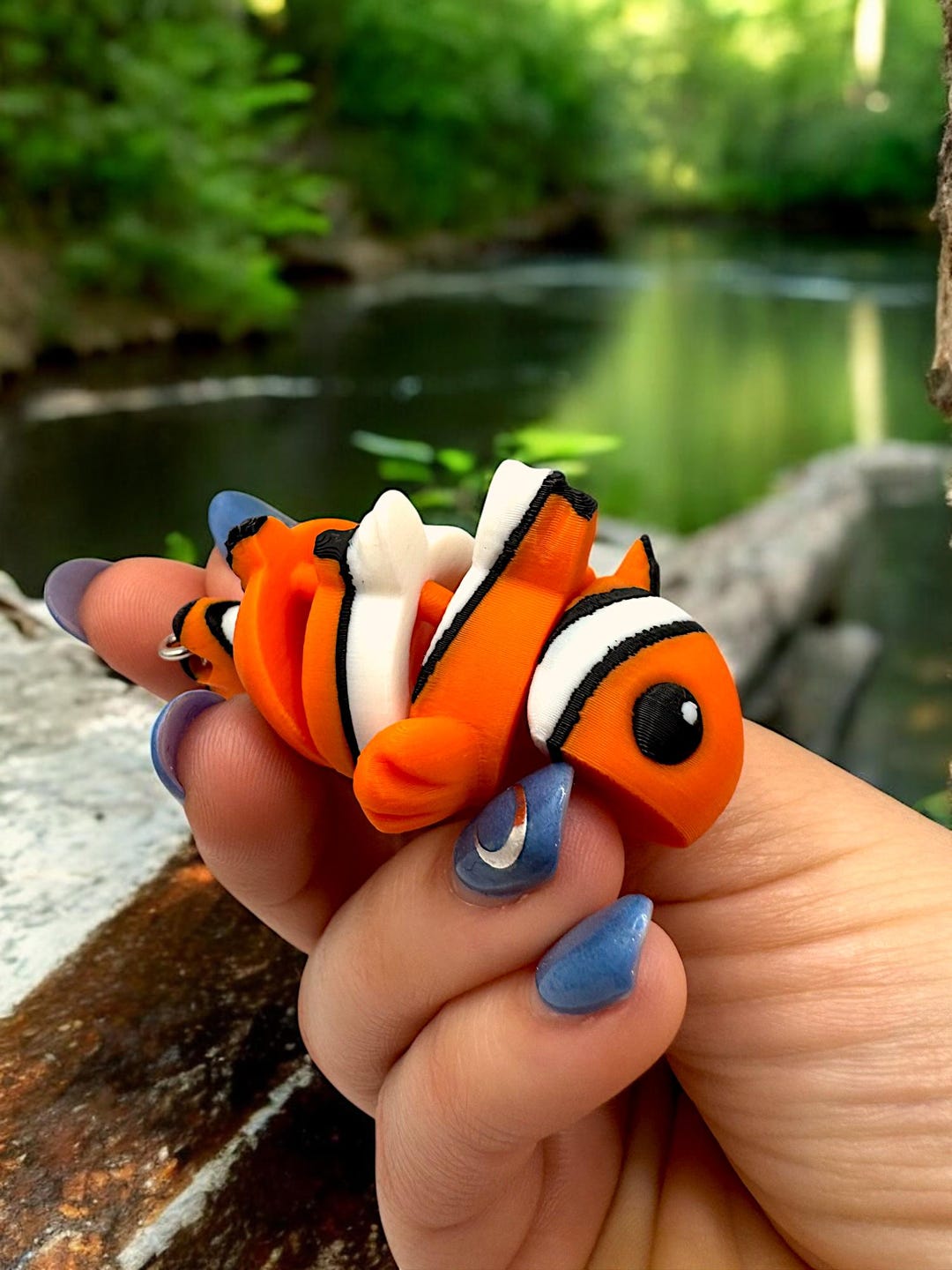 Clownfish Keychain - 3D Printed Cute Fish Gift - Fidget Toy & Anti ...