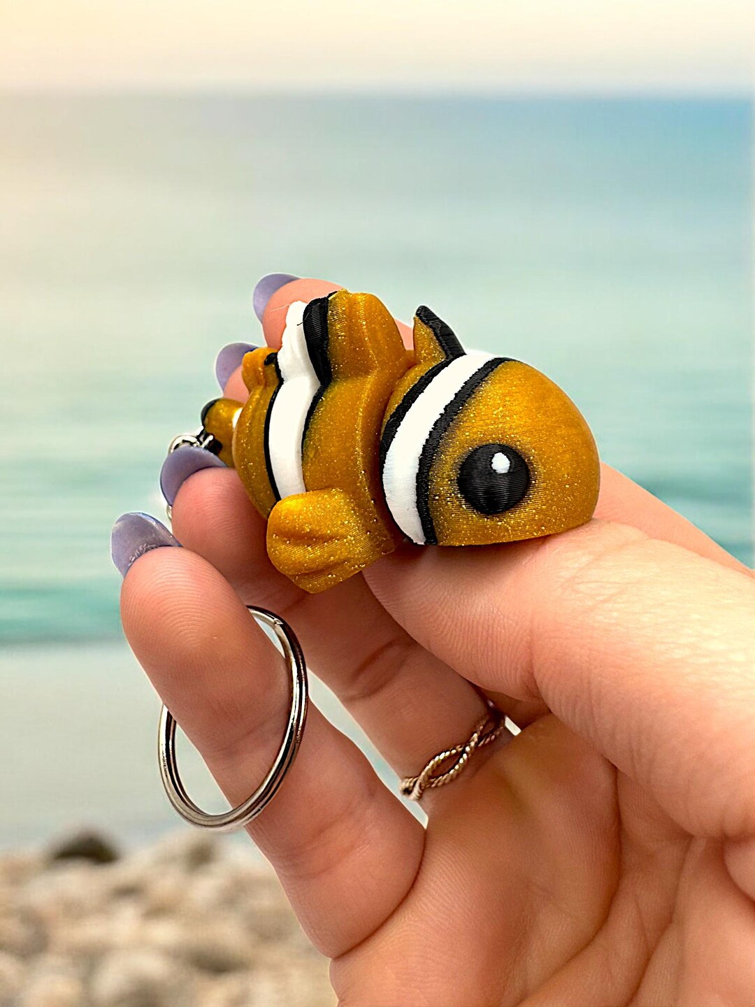 Galactic Clownfish Keychain - 3D Printed Colorful Fish Gift - Fidget ...