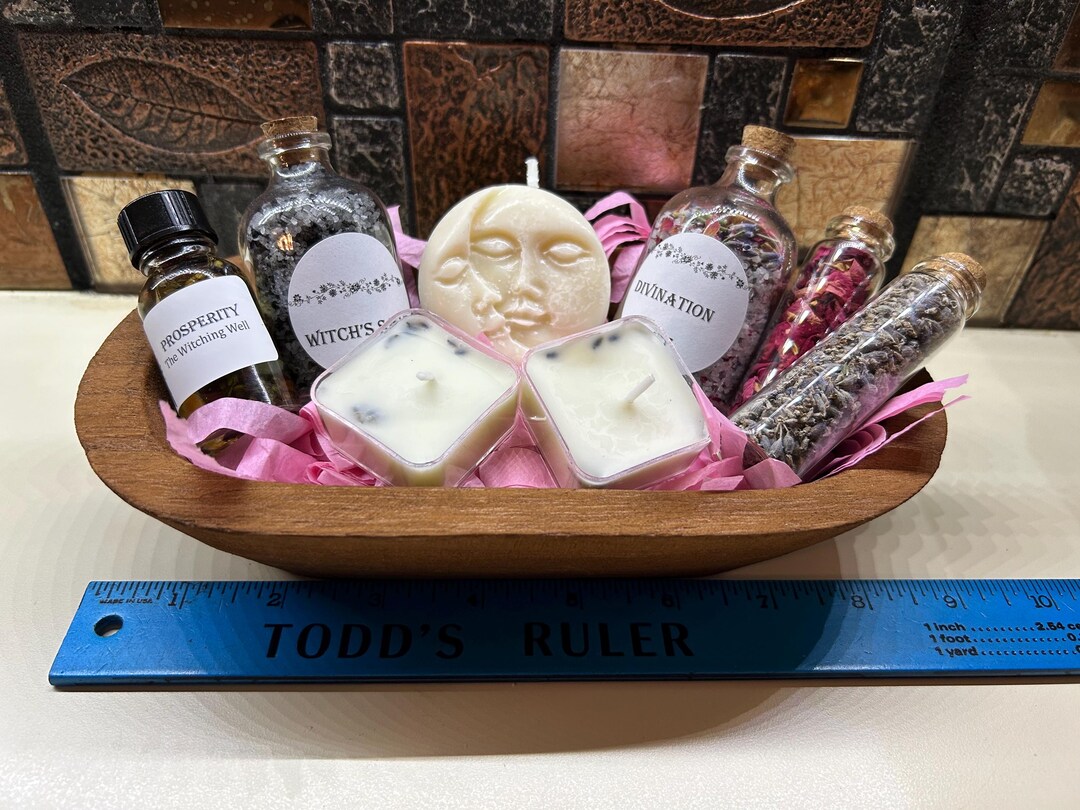 Witch Gift, Altar Gift Set, Wood Altar Bowl, Witch Salts, Spell Oils ...