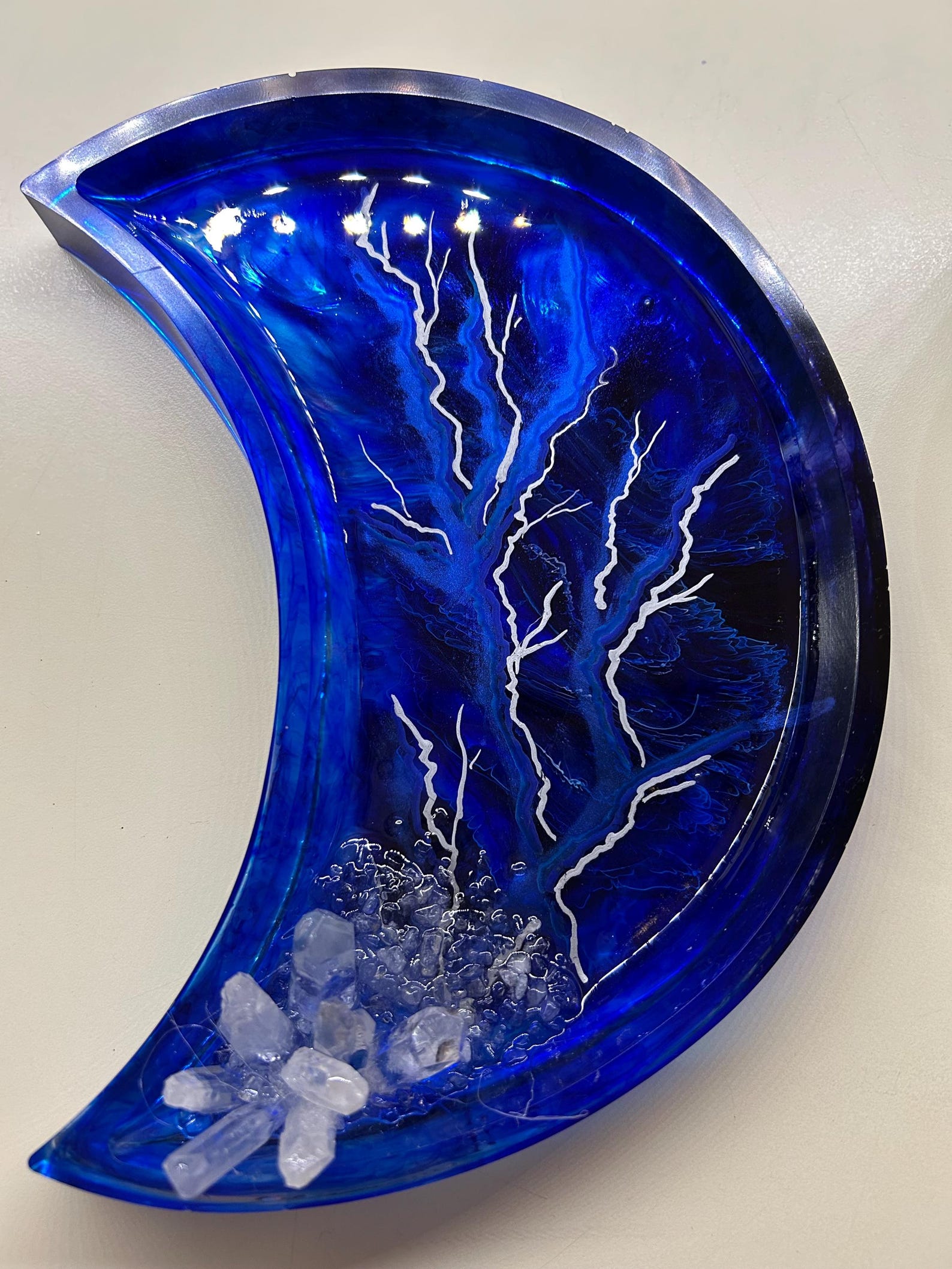 Crescent Moon Tray, Altar Tray, Quartz Crystals, Witches Altar, Candle ...