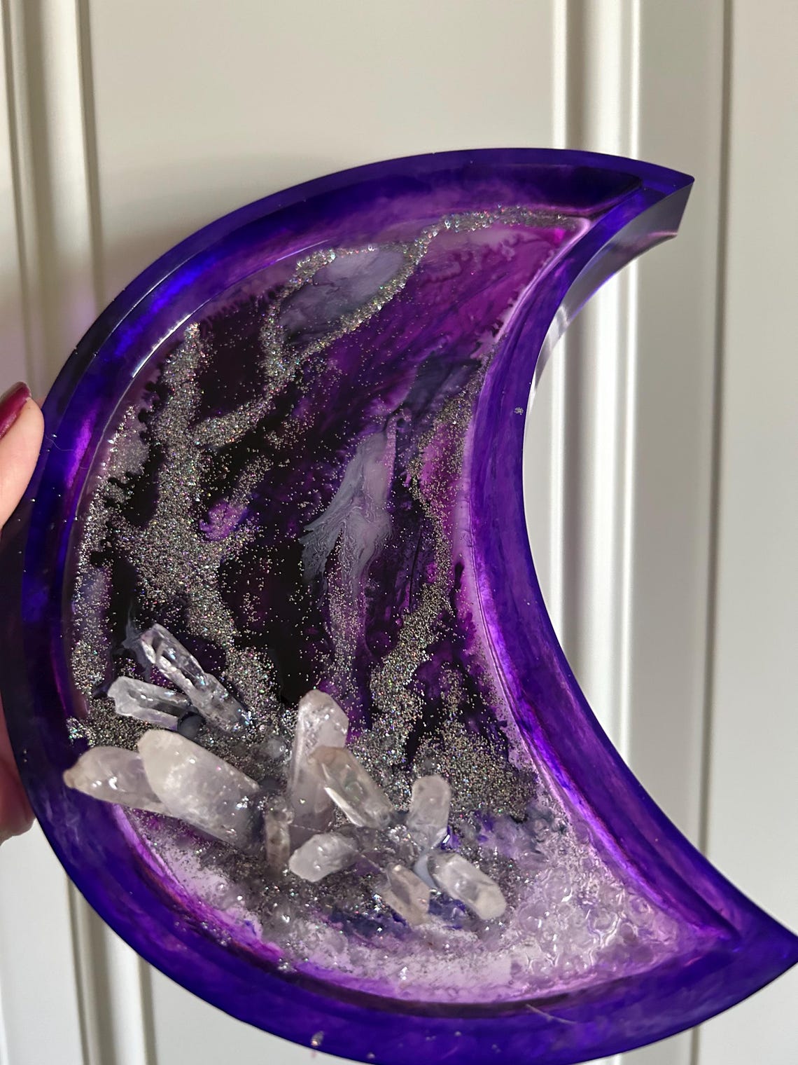 Crescent Moon Tray, Altar Tray, Quartz Crystals, Witches Altar, Candle ...