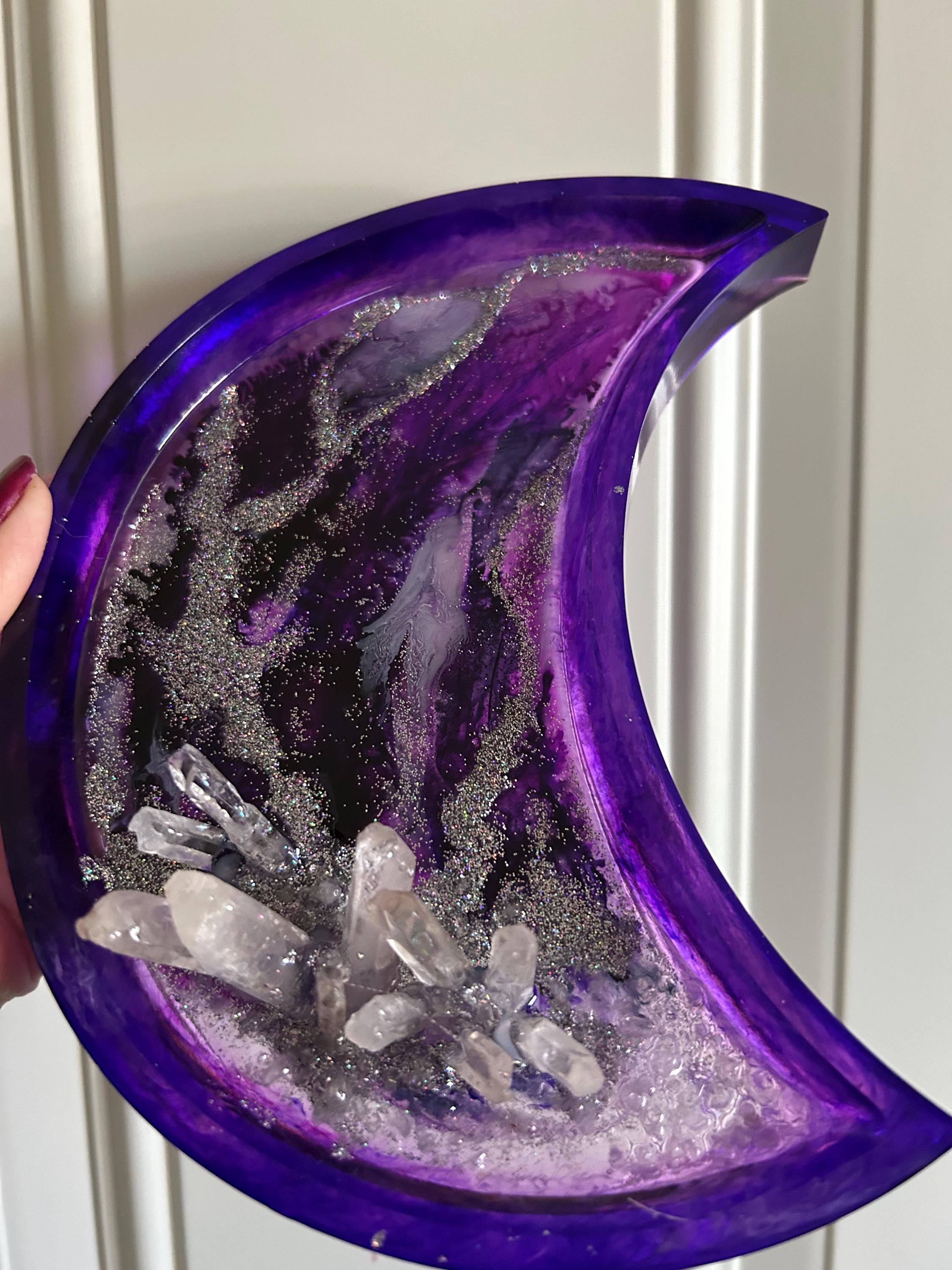 Crescent Moon Tray, Altar Tray, Quartz Crystals, Witches Altar, Candle ...