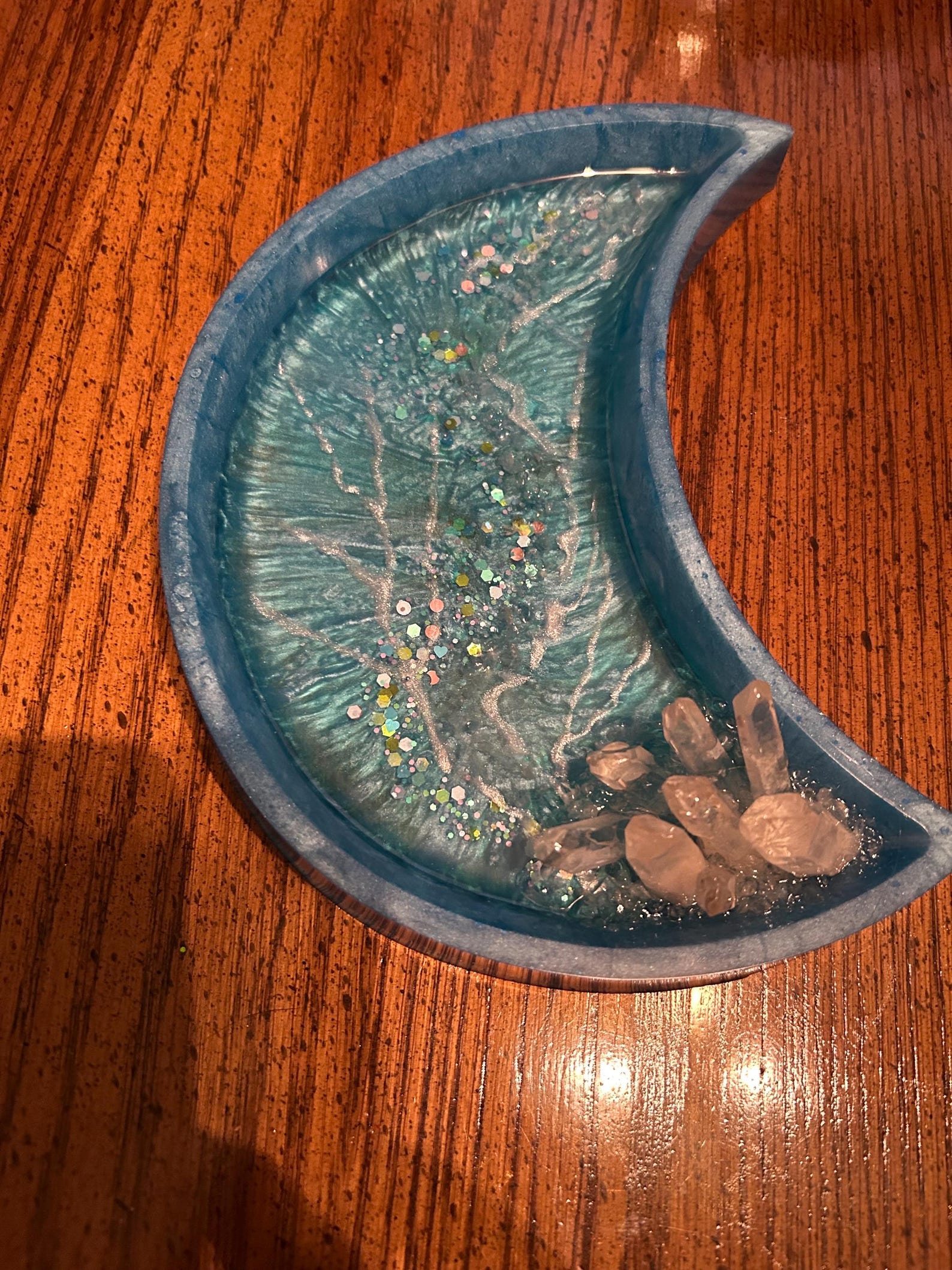 Crescent Moon Tray, Altar Tray, Quartz Crystals, Witches Altar, Candle ...