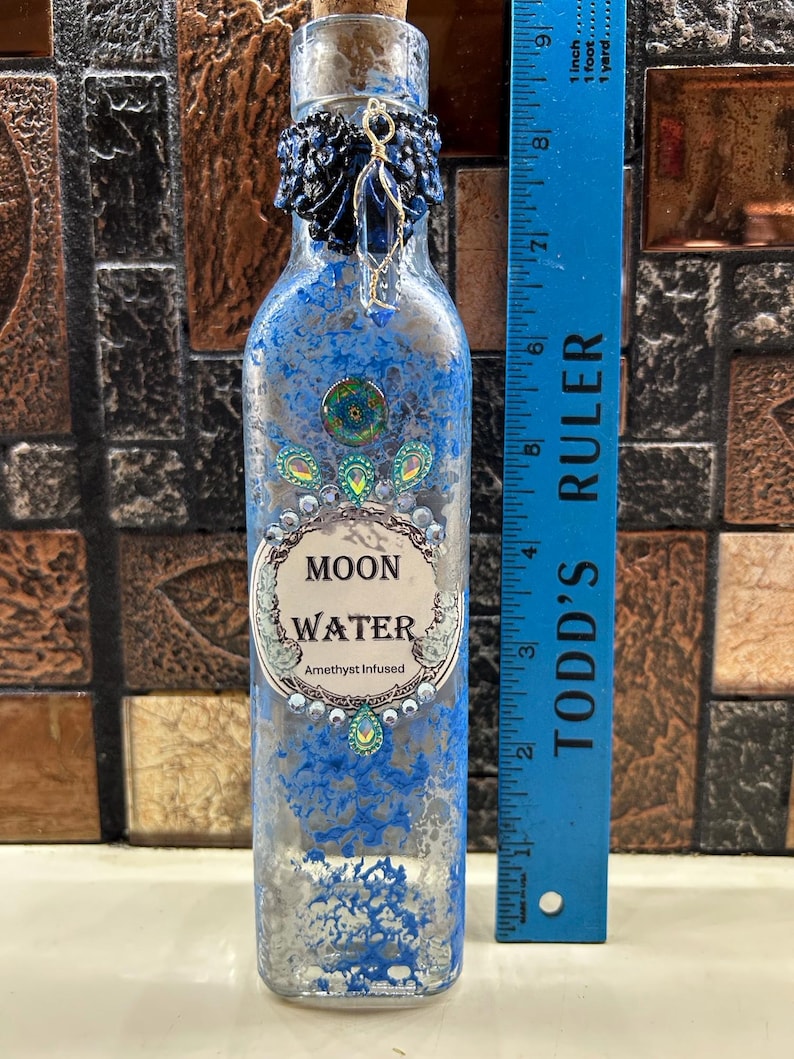 Moon Water Bottle, Witchcore Altar Decor With Amethyst/moonstone ...