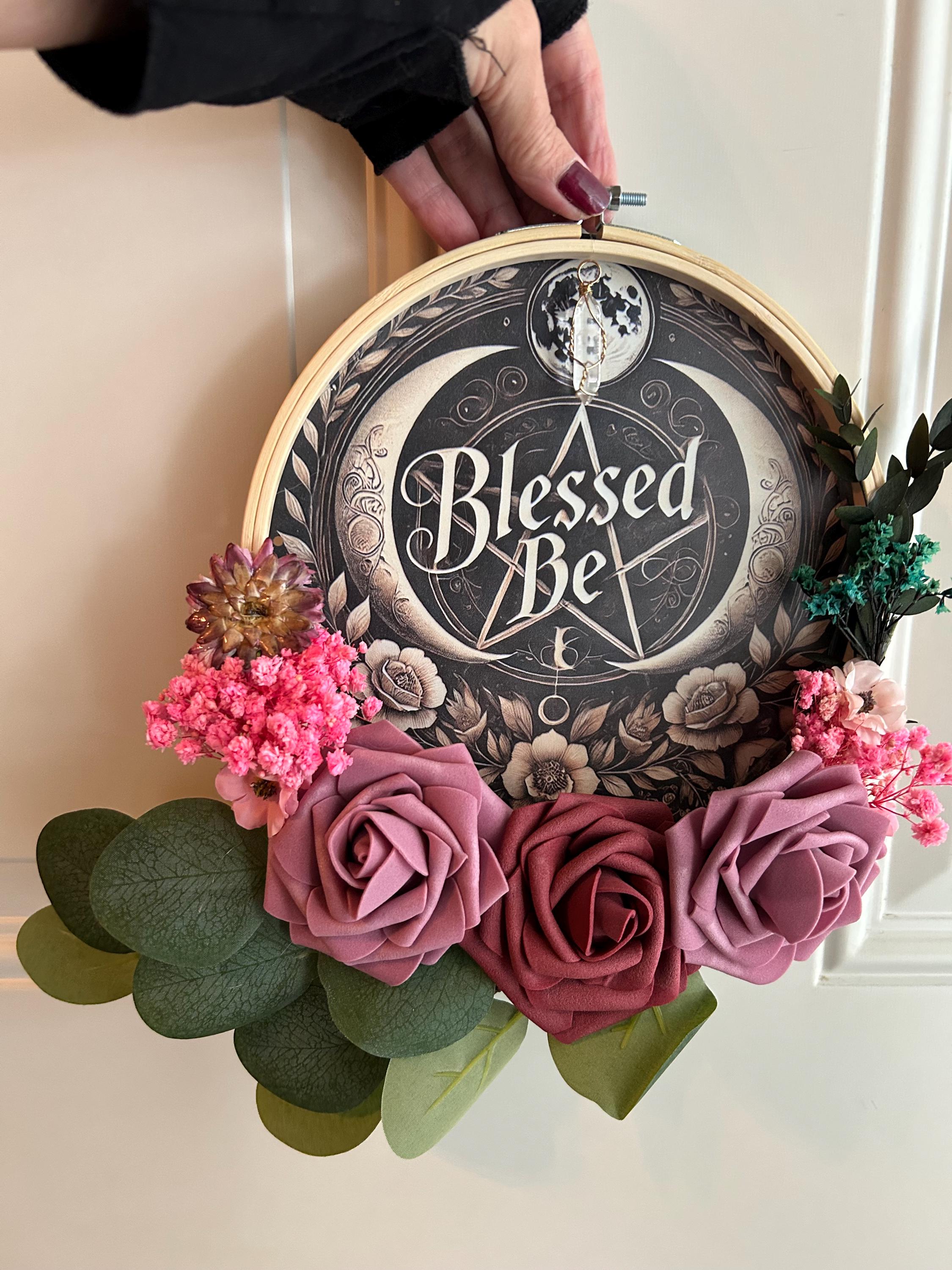 Embroidery Hoop Wreath, Roses, Crystals & Dried Flowers, Positive ...