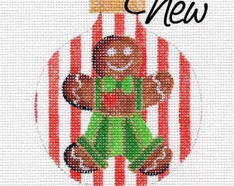 Gingerbread Boy Blue Needlepoint Ornament G2B Jody Designs | Etsy