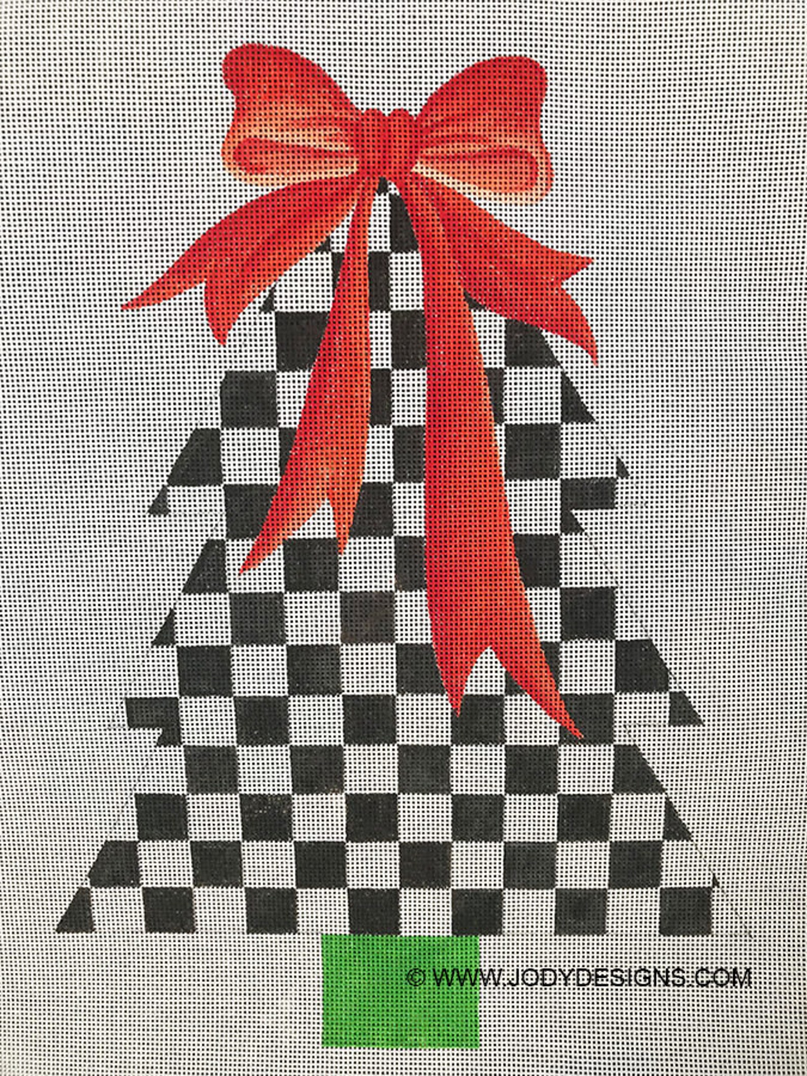 Black White Check With Red Bow Large Christmas Tree Needlepoint - Jody ...