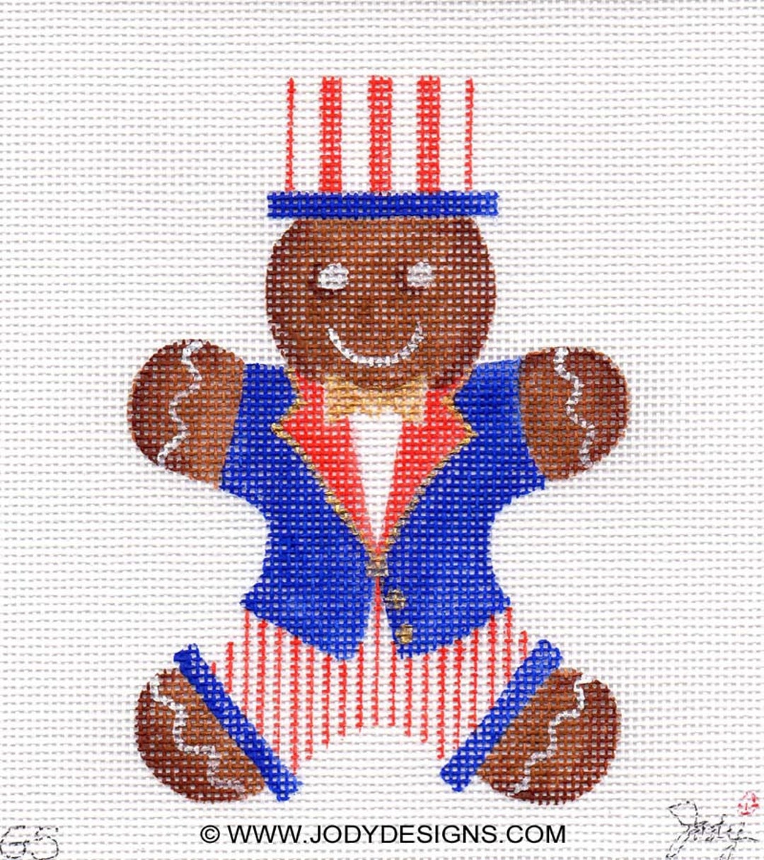Gingerbread Uncle Sam Hand Painted Needlepoint Ornament - Jody Designs ...