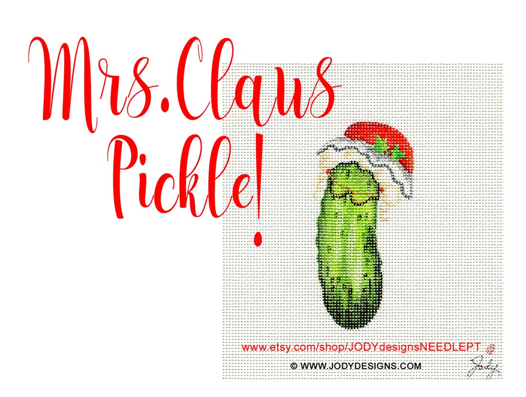 Mrs. Santa Claus Pickle Christmas Hand Painted Needlepoint Ornament ...