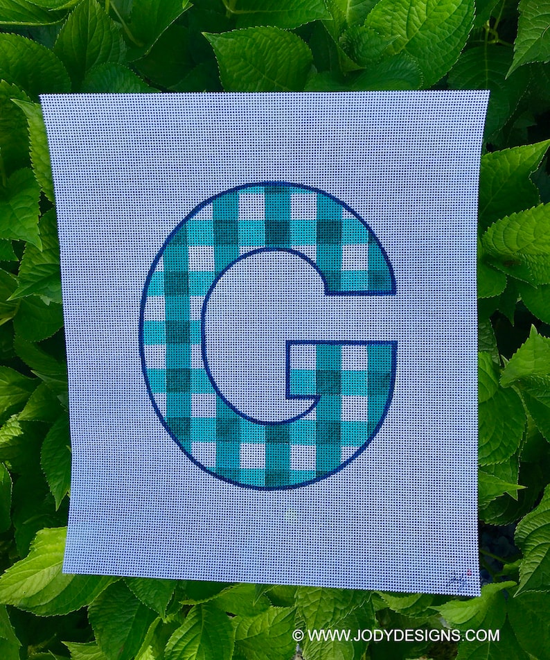 Buffalo Check Plaid Red Needlepoint Letter with Green | Etsy