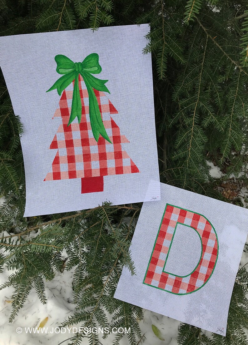 Buffalo Check Plaid Red Needlepoint Letter With Green - Etsy