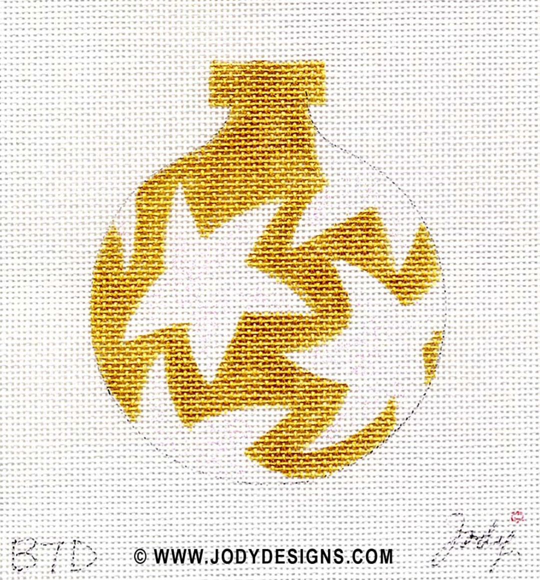 White Stars - Gold Background Needlepoint Ornament #B7D - Jody Designs ...