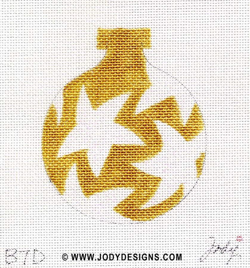 White Stars Gold Background Needlepoint Ornament B7D Jody - Etsy