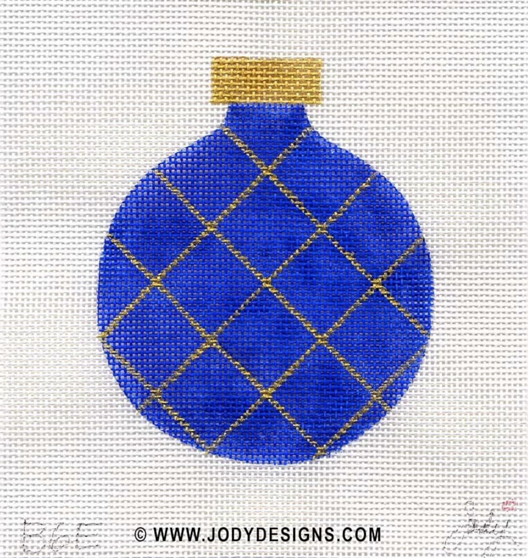 Gold Harlequin Pattern on Blue, With Stars and Gold Beads Needlepoint ...