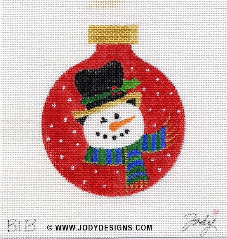 Snowman Needlepoint Ornament in Red - Jody Designs B1B - Etsy