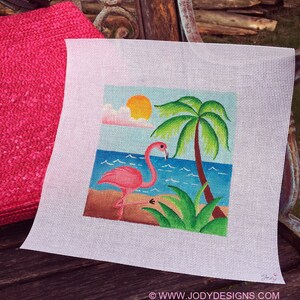 Flamingo Needlepoint 6"x 6" Square - Jody Designs - Etsy