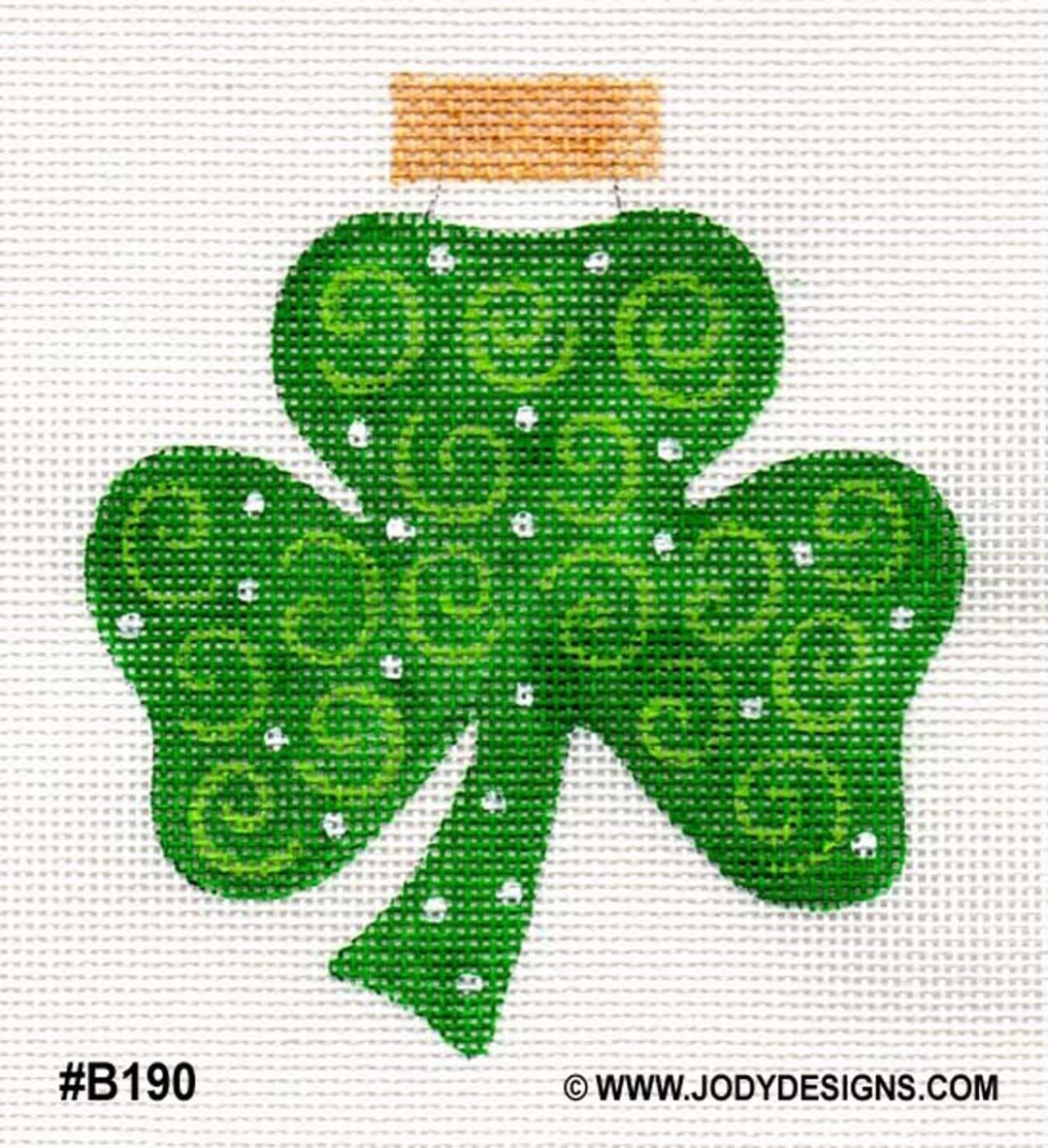 Shamrock Swirls Hand Painted Needlepoint Ornament Canvas - Jody Designs ...