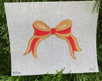 Bow Topper Needlepoint SMALL Striped Bow Painted in Your - Etsy