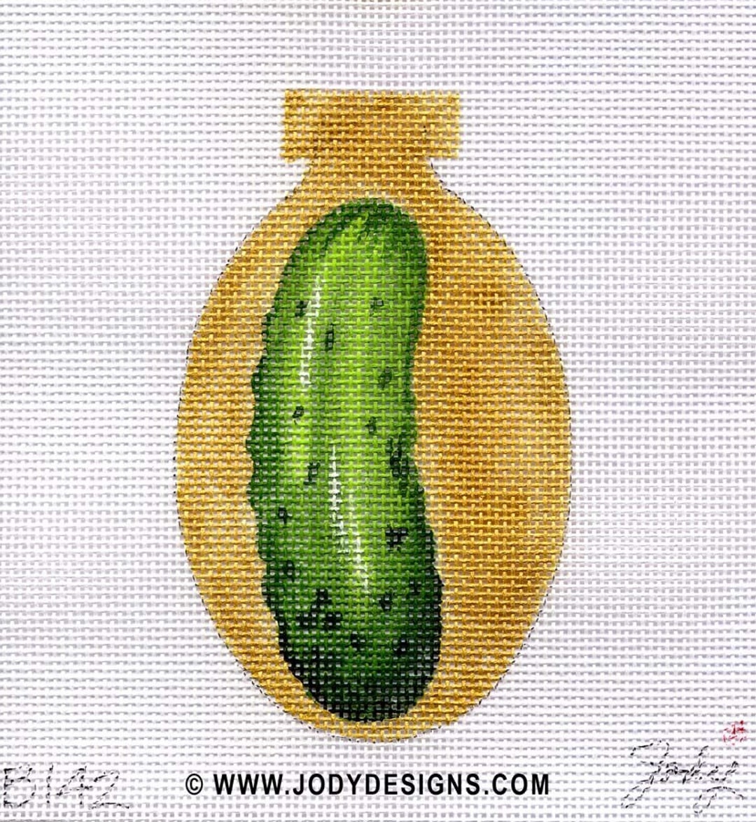 Christmas Pickle Hand Painted Needlepoint Ornament Canvas - Jody ...