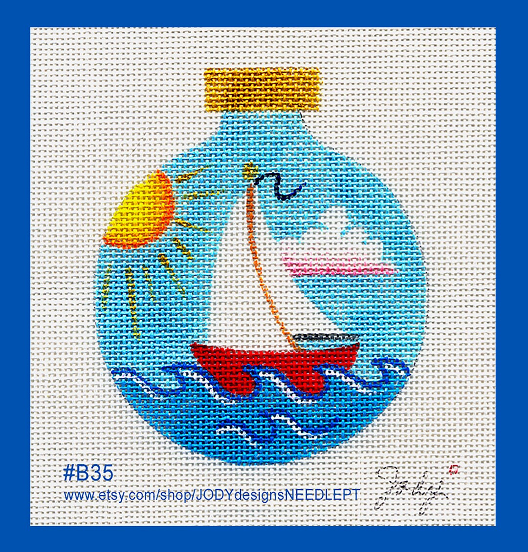 Sailboat Needlepoint Ornament - Jody Designs B35 - Etsy