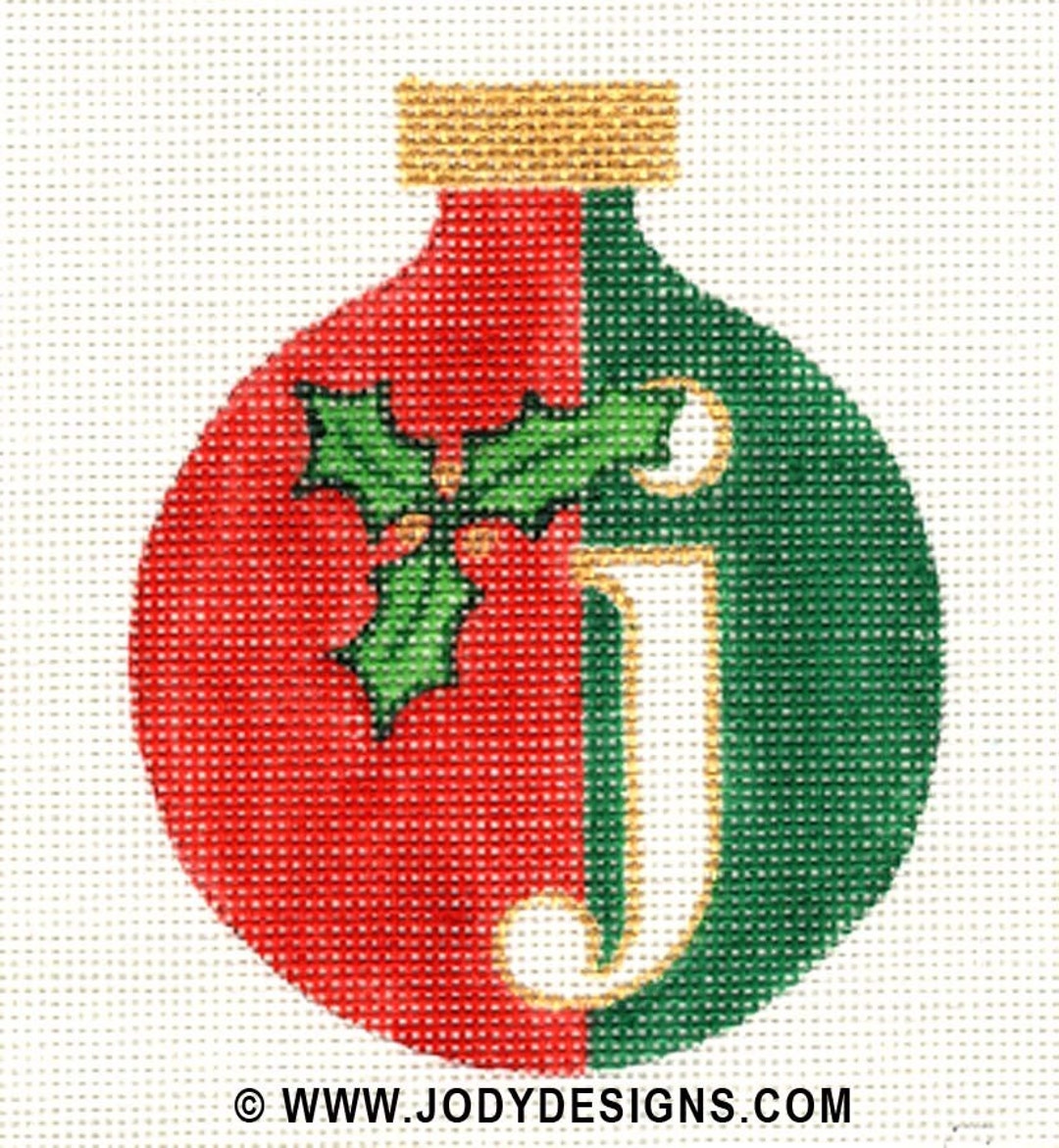 Christmas Alphabet Letter Hand Painted Needlepoint Ornament Canvas ...