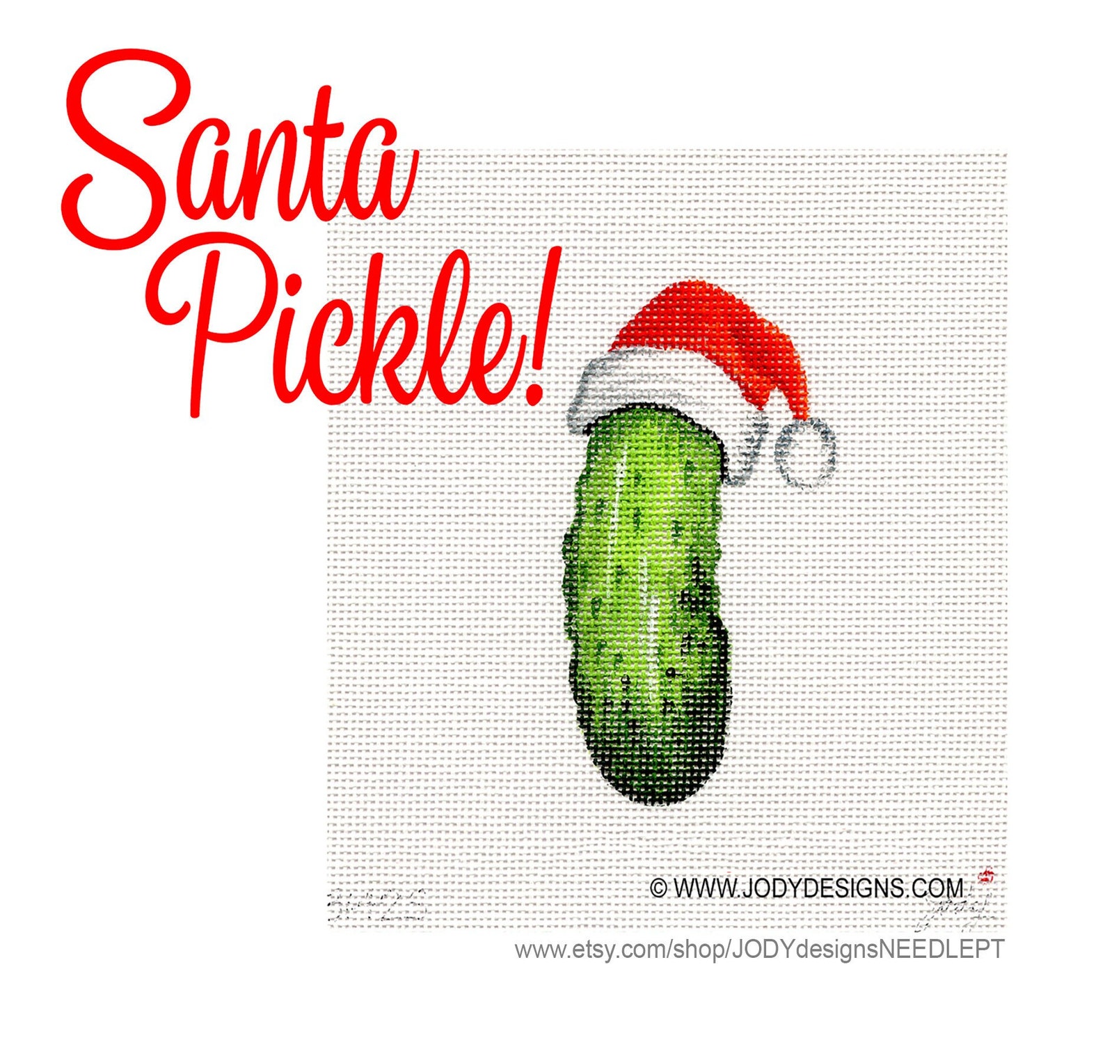 Santa Pickle Needlepoint Hand Painted Ornament Christmas Gift - Etsy