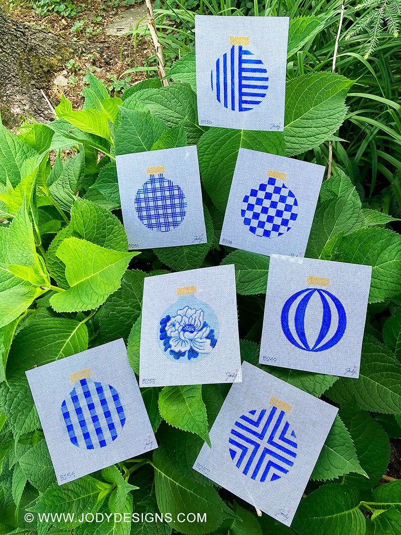 Buffalo Check Hand Painted Needlepoint Ornament Blue All - Etsy