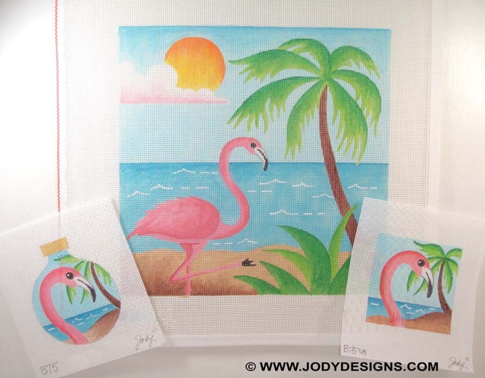 Flamingo Small Square Needlepoint 4x4 Jody Designs B75 | Etsy