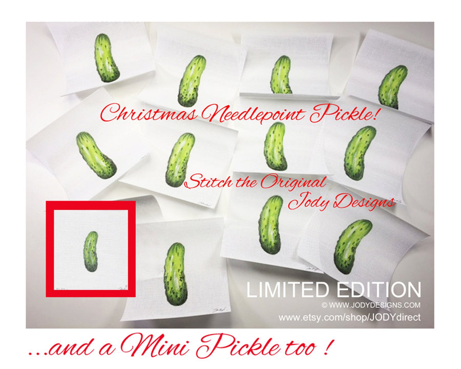Christmas Mini Pickle Needlepoint Ornament Jody Designs | Etsy