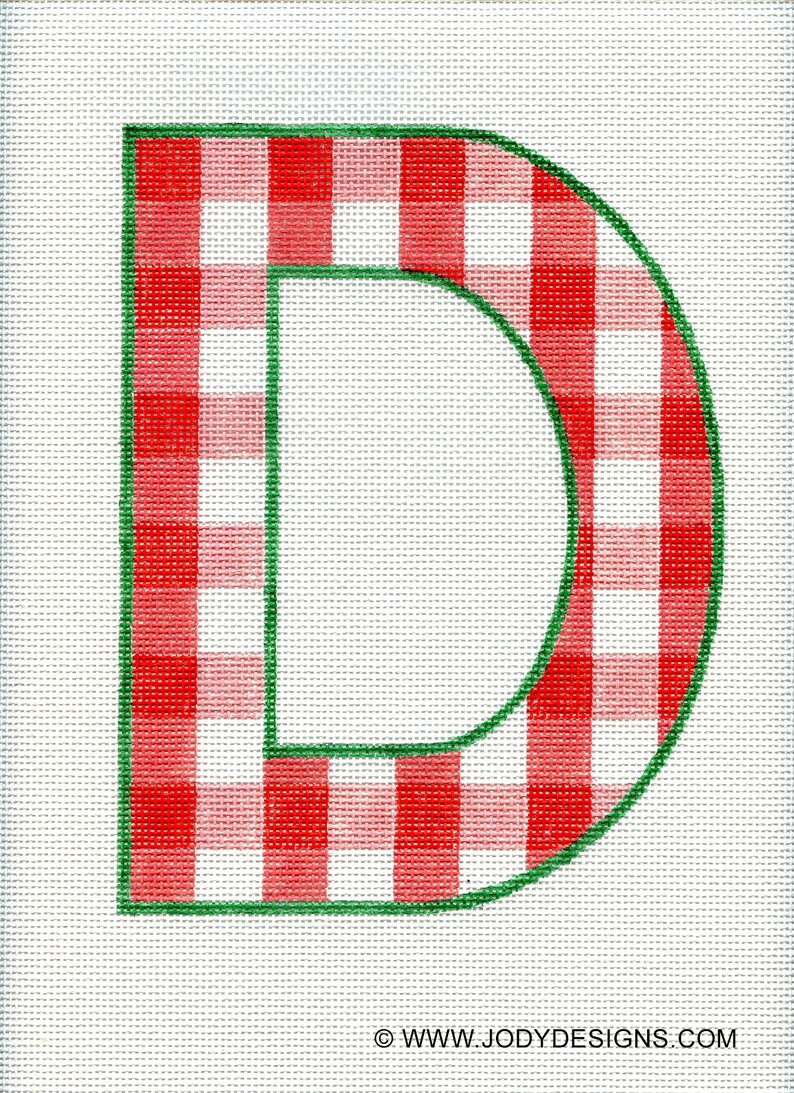 Buffalo Check Plaid Red Needlepoint Letter with Green | Etsy