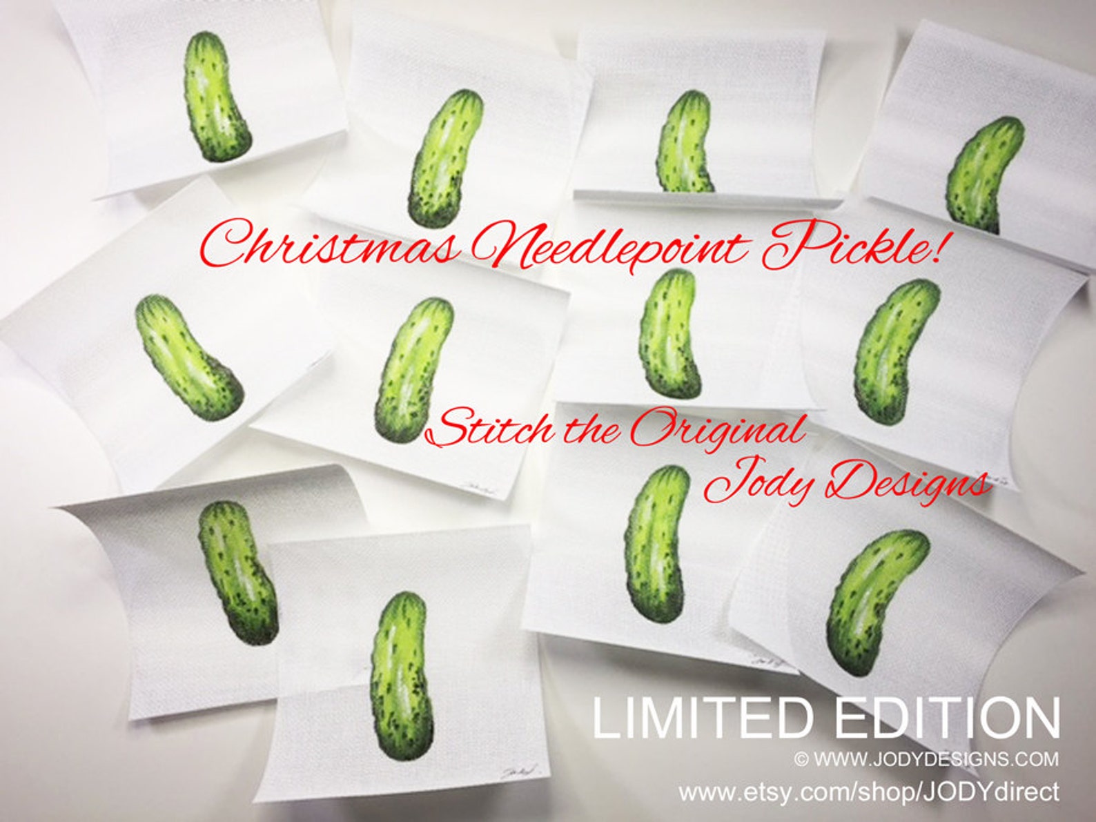 Christmas Pickle Hand Painted Needlepoint Ornament Canvas - Jody ...