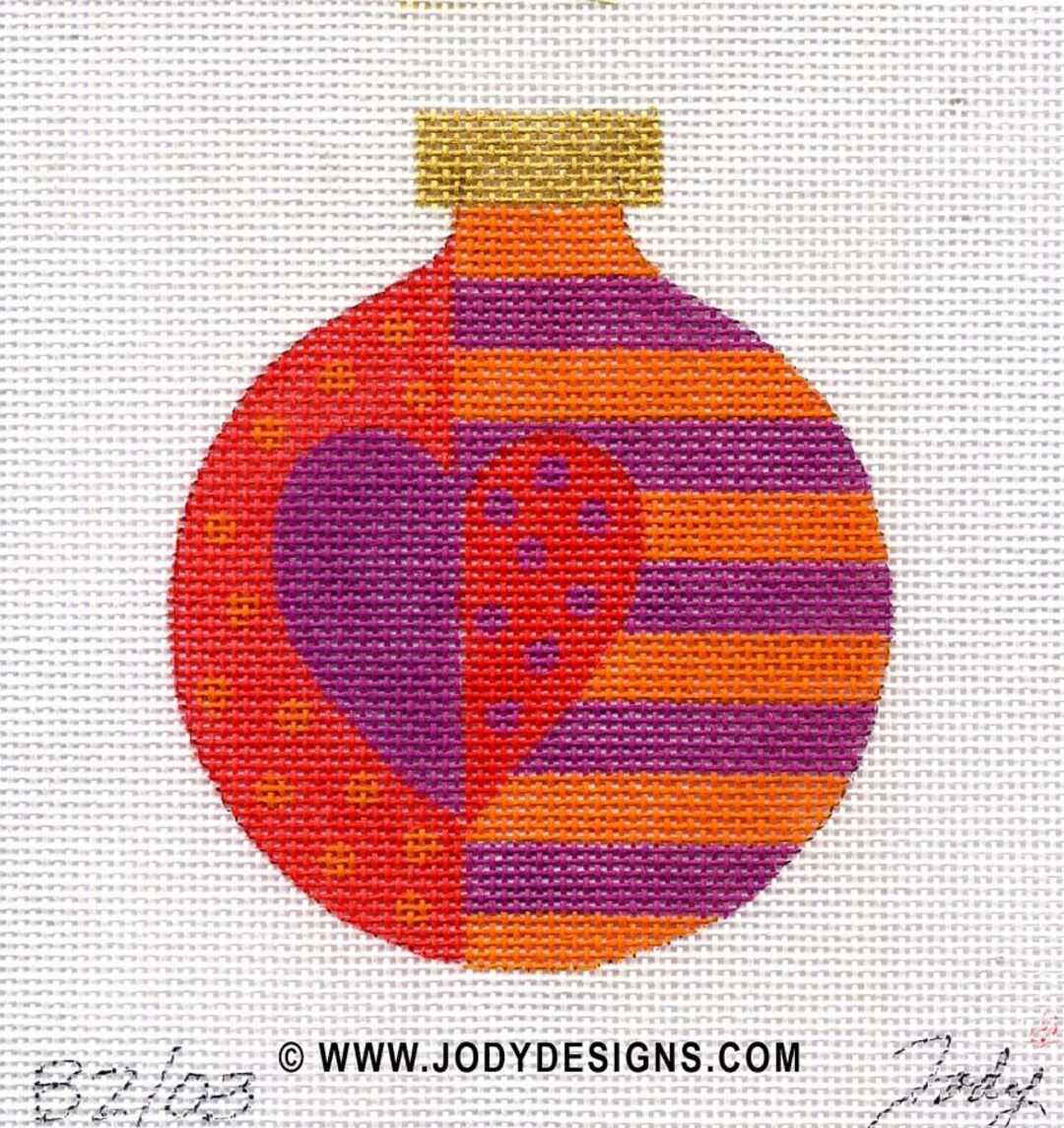 Heart, Stripes and Dots Heart Needlepoint Ornament Jody Designs B2/03 ...