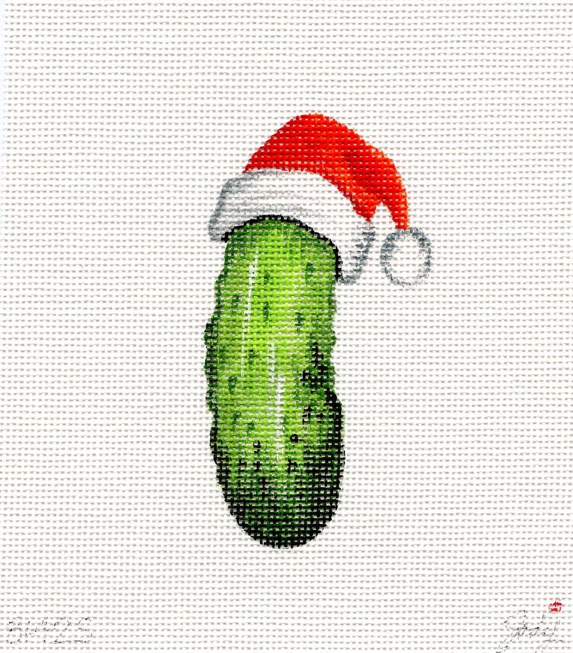 Santa Pickle Needlepoint Hand Painted Ornament Christmas Gift | Etsy