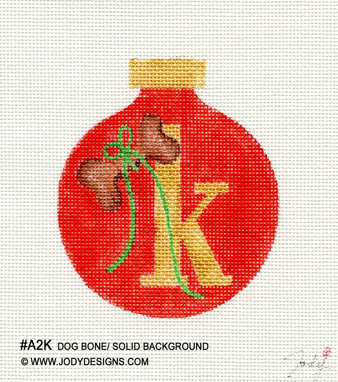 Alphabet Letter, Dog Bone Needlepoint Hand Painted Ornament Canvas ...