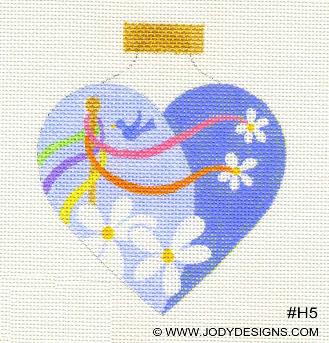 May Day Ribbon Pole Heart Hand Painted Needlepoint Ornament Canvas ...