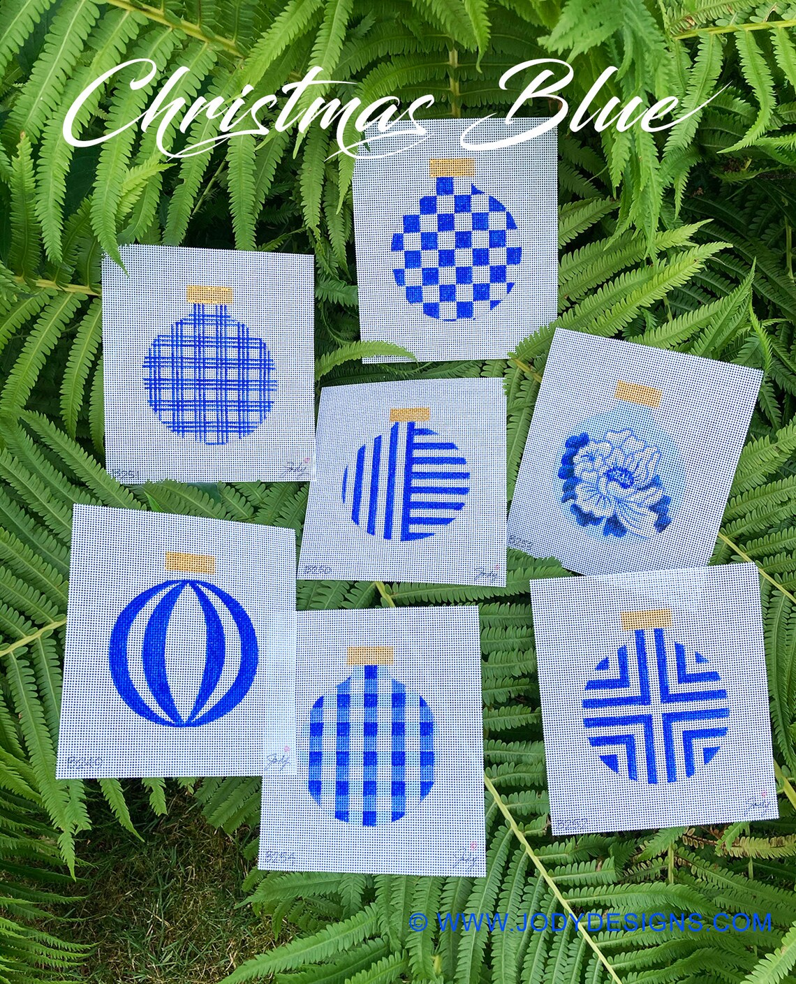 Buffalo Check Hand Painted Needlepoint Ornament Blue All - Etsy