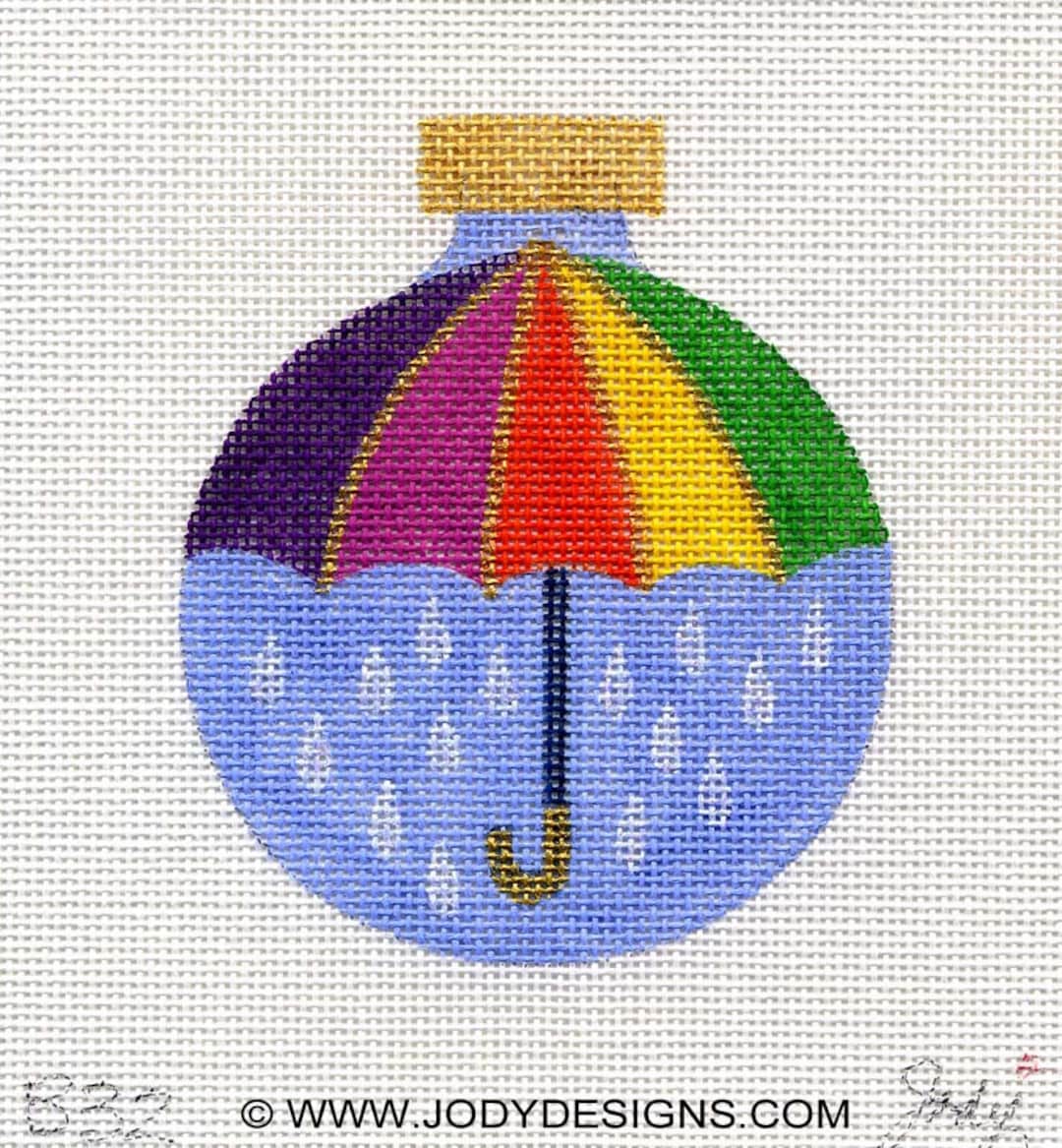 Colorful April Showers Umbrella Hand Painted Needlepoint Ornament ...