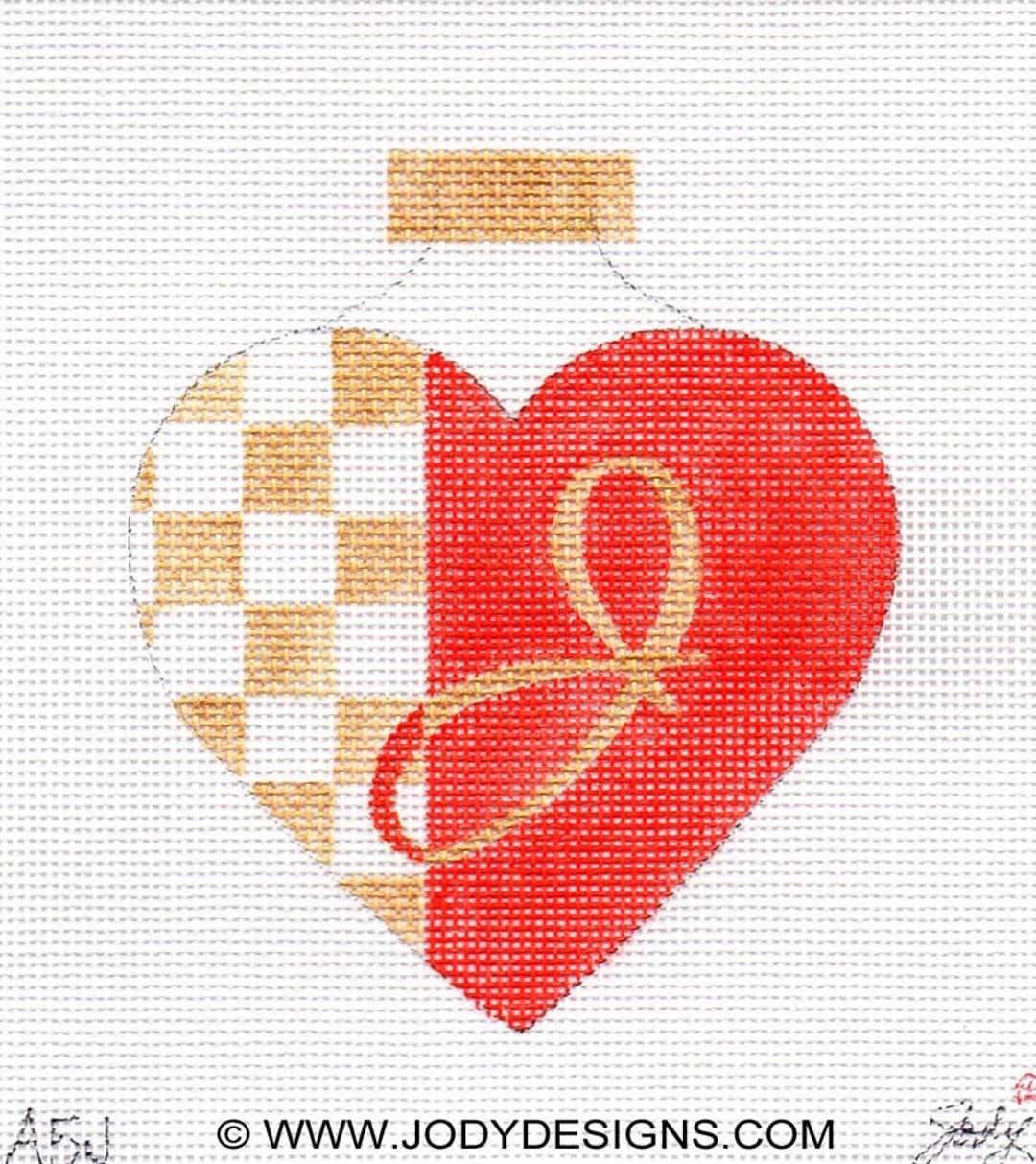 Valentine Alphabet Heart Needlepoint Ornament - Jody Designs - All ...